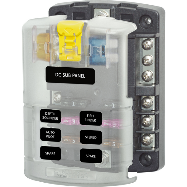 BLUE SEA SYSTEMS ST Blade Fuse Block - 6 Circuits with Negative Bus an ...